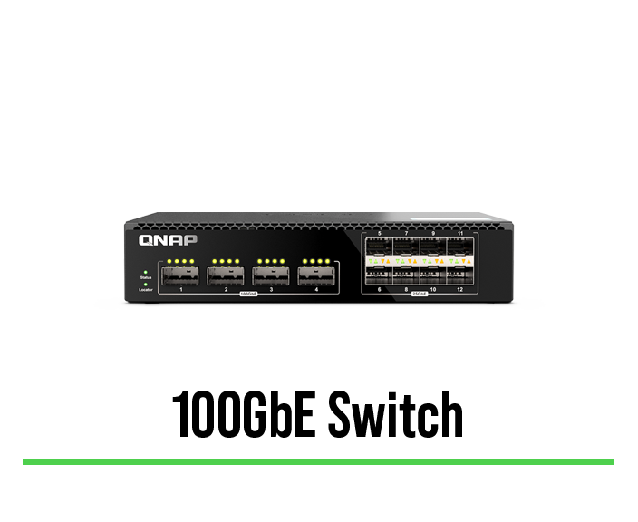 Equipped with four 100GbE QSFP28 ports and eight 25GbE SFP28 ports and managed with QNAP’s QSS ...