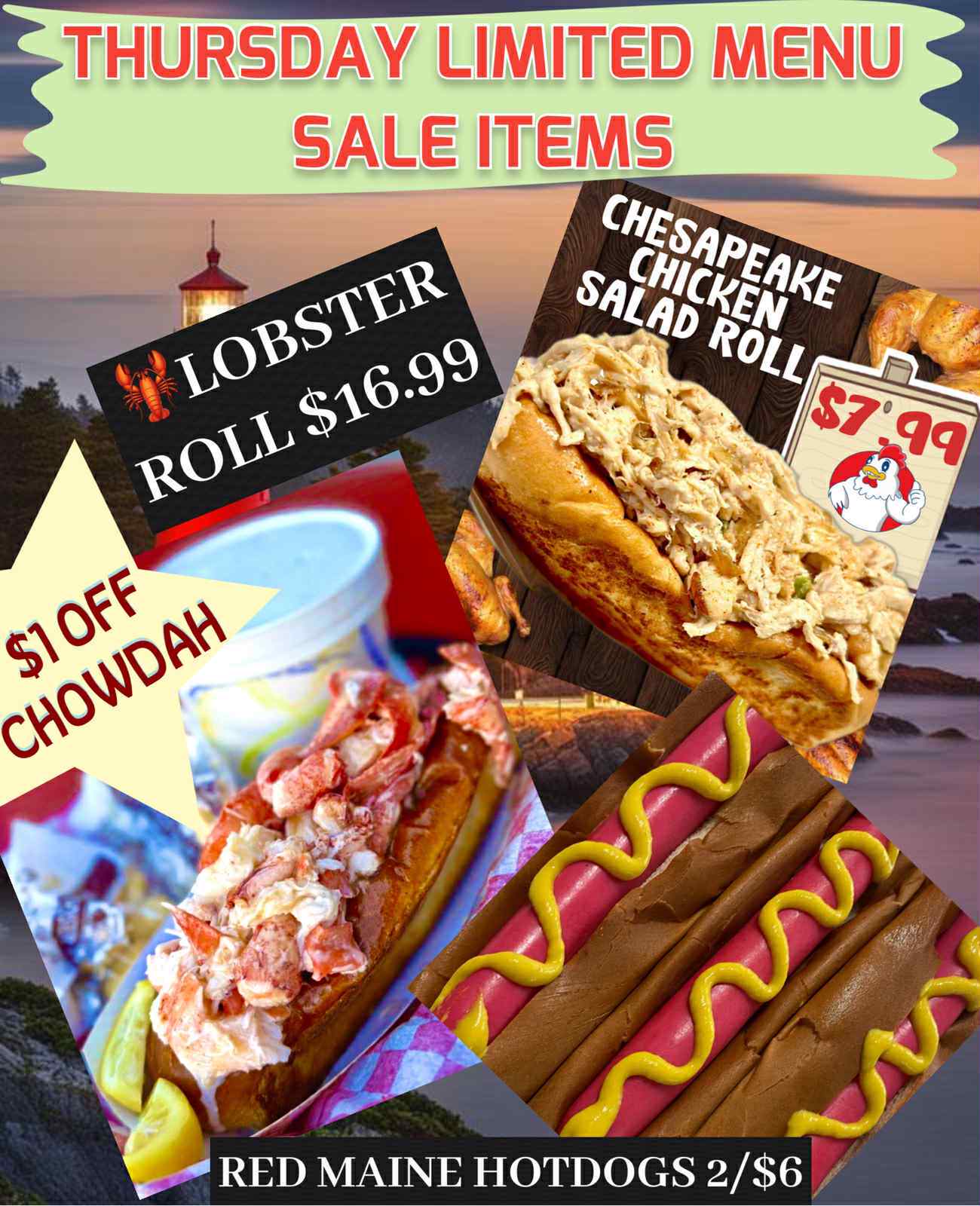 LOBSTER ROLLS, HADDOCK FISH&CHIPS, RED HOTDOGS, CHESAPEAKE CHICKEN ...