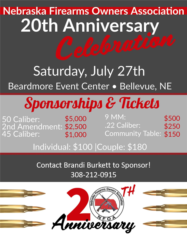 Save the Date - NFOA 20th Anniversary Banquet and Range Day!
